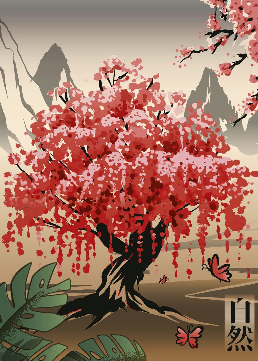 'Japanese Sakura Tree' Poster, picture, metal print, paint by Adam ...