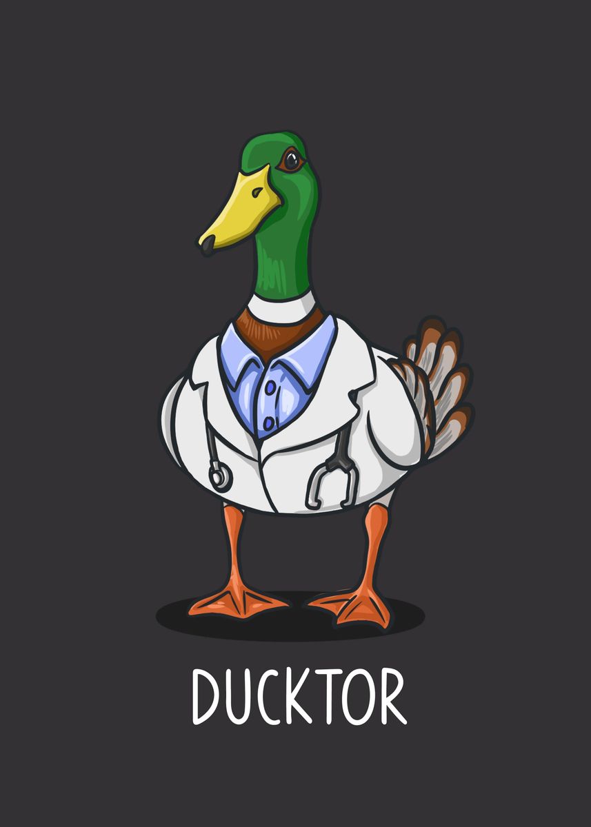 'Funny Pun Ducktor Joke' Poster, picture, metal print, paint by ...