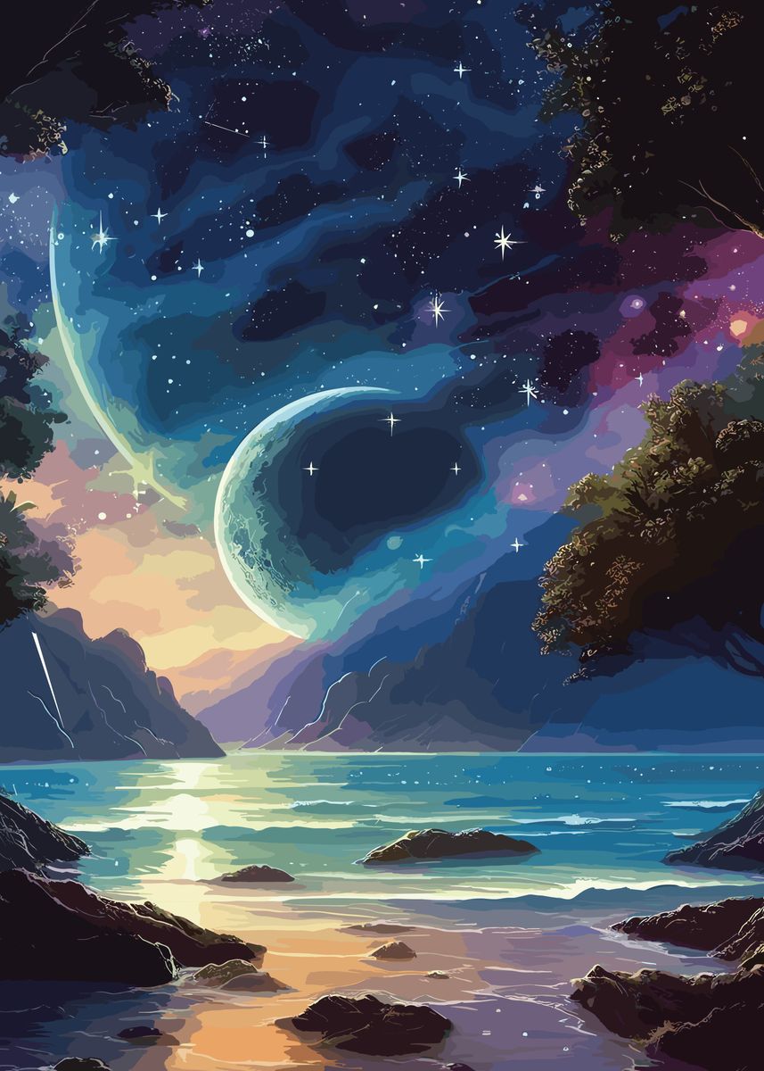 'Jungle Night Sky' Poster, picture, metal print, paint by MICHELLE ...