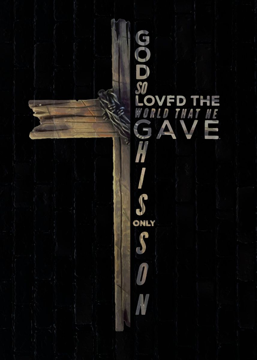 'John 3 16 Christian Cross ' Poster, picture, metal print, paint by ...