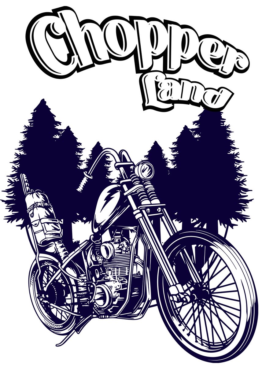 'Chopper Land' Poster, picture, metal print, paint by Beast Lion | Displate