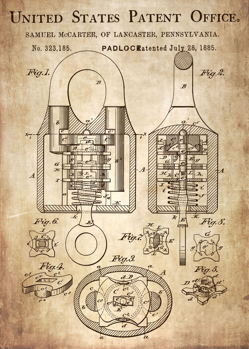 'Antique padlock design ' Poster, picture, metal print, paint by Van ...