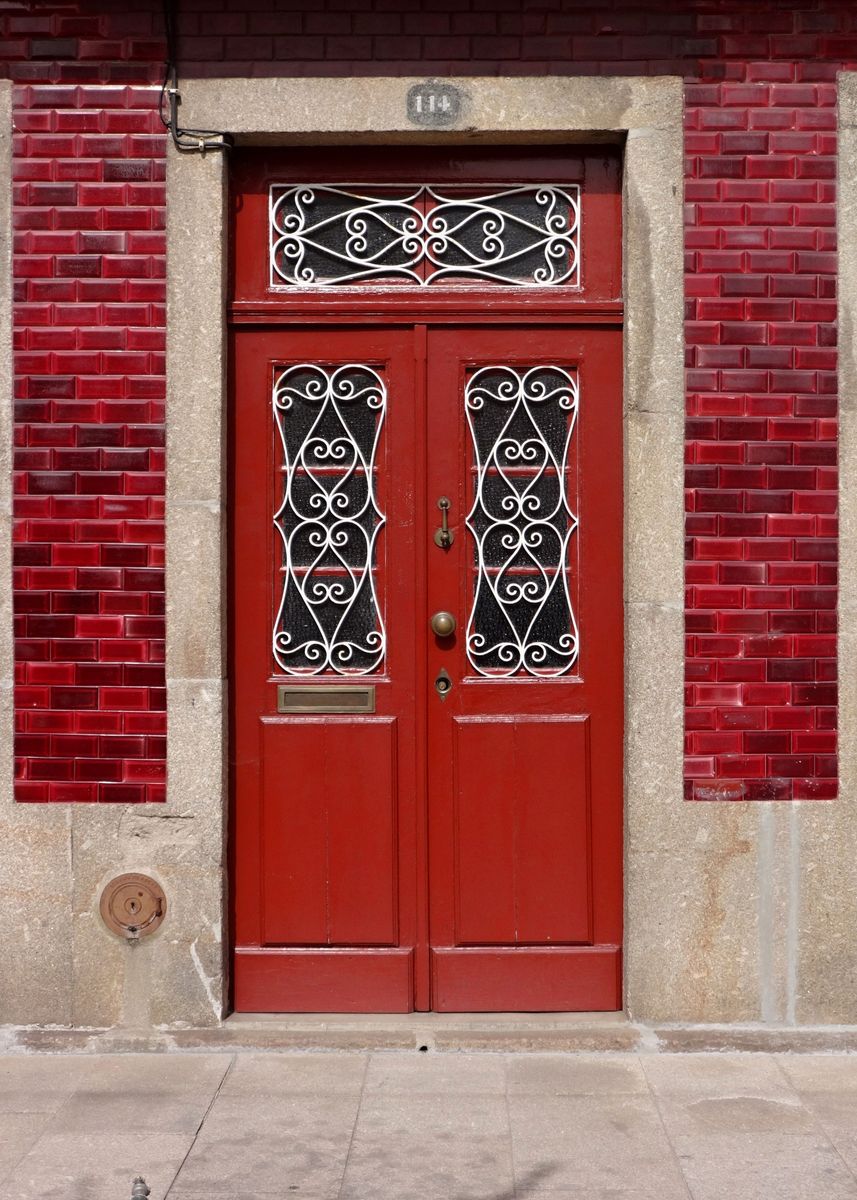 'Red traditional door' Poster, picture, metal print, paint by insideportugal | Displate