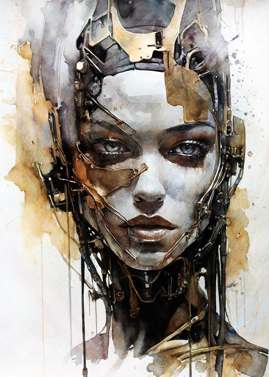 'Cyborg Woman' Poster, picture, metal print, paint by Shroom Squirrel ...