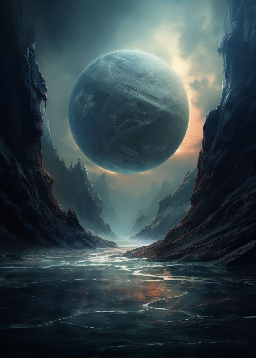 'Foggy Grey Planet' Poster, picture, metal print, paint by Cybronauts ...