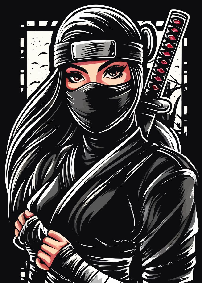 'Skilled Female Ninja' Poster, picture, metal print, paint by DREAM ART ...