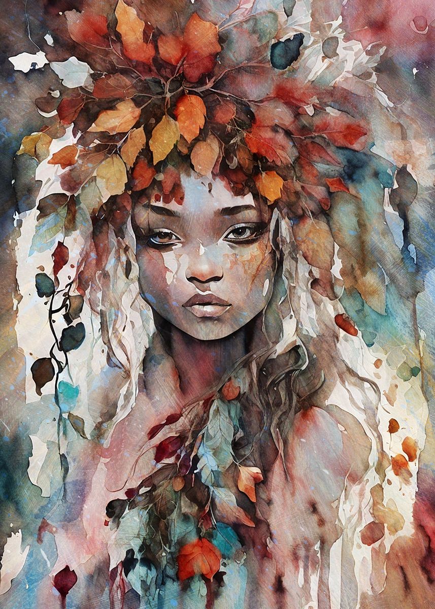 'Autumn Nature Nymph' Poster, picture, metal print, paint by Shroom ...
