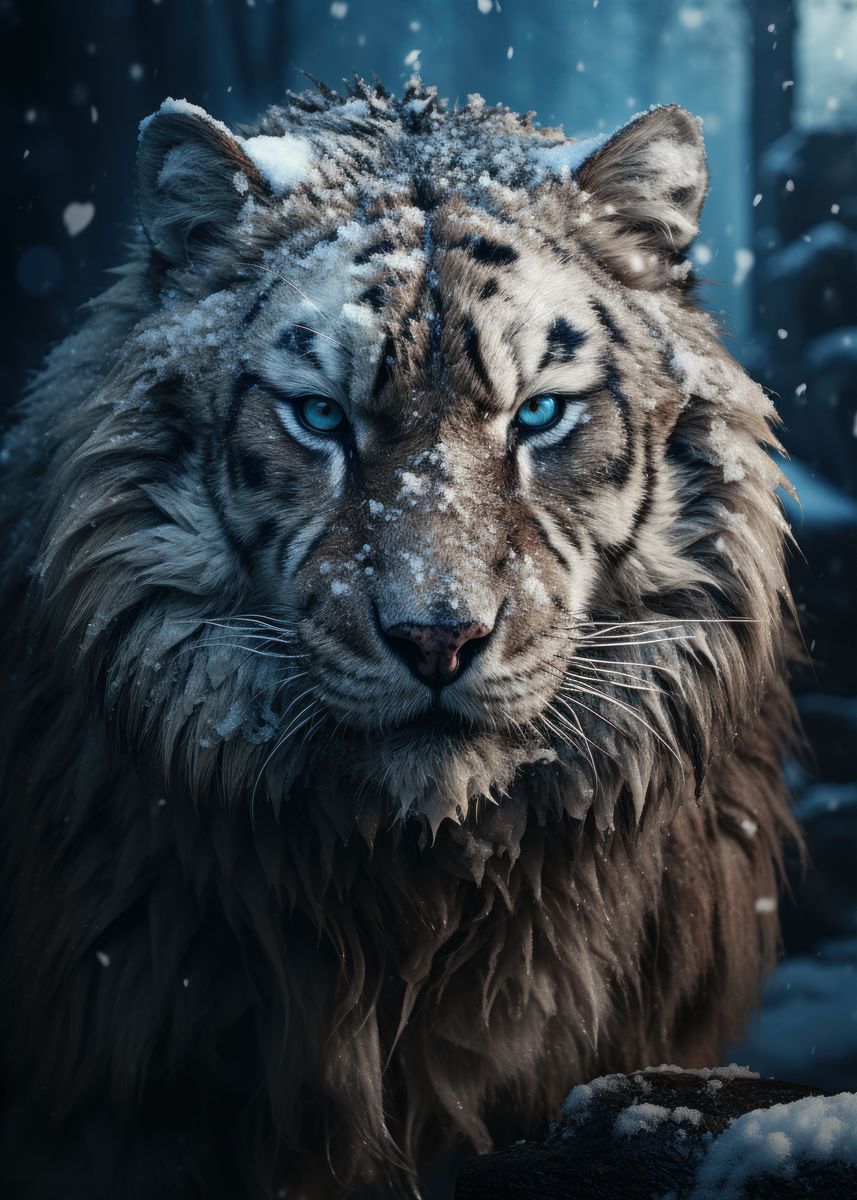 'white tiger in snow' Poster, picture, metal print, paint by Adel S ...