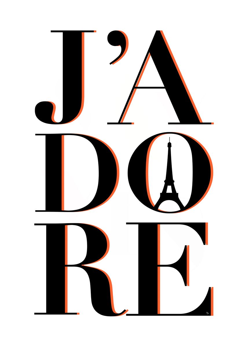 'JAdore Paris Typography' Poster, picture, metal print, paint by ...
