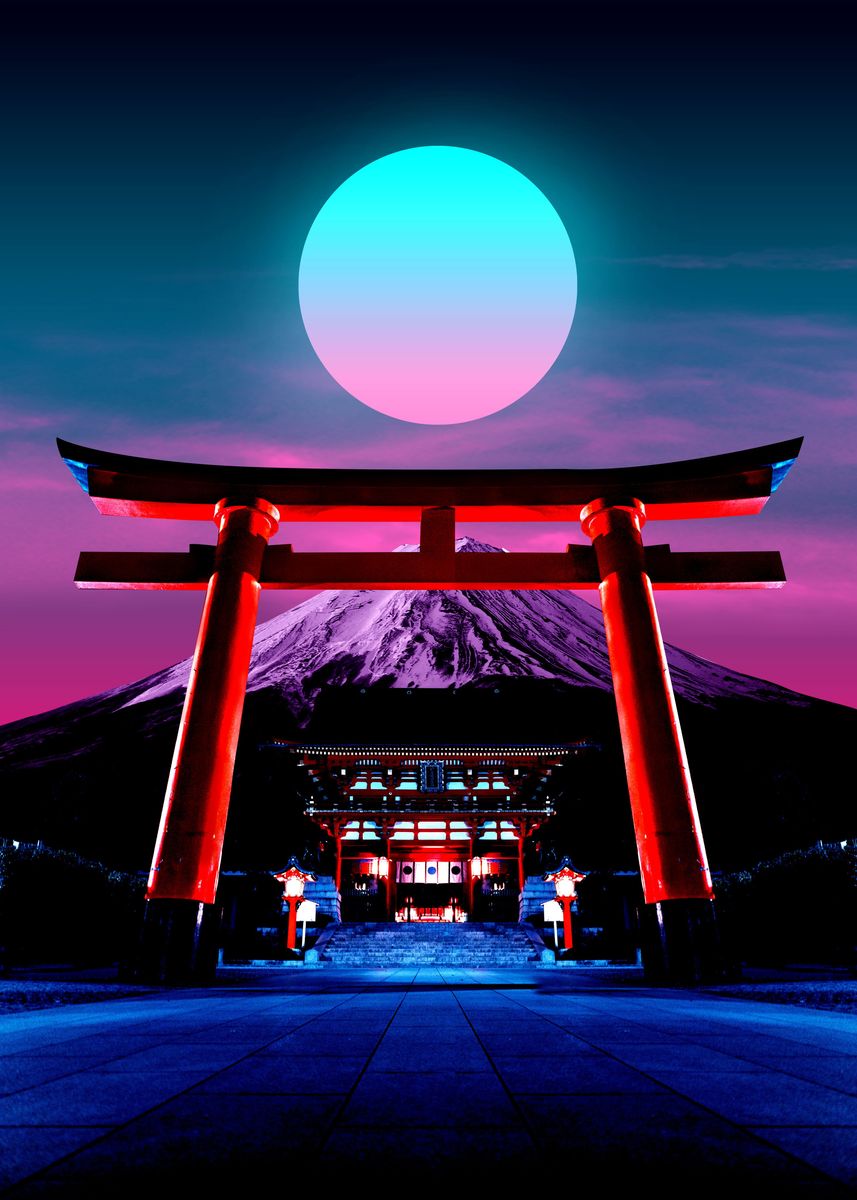 'japan synthwave' Poster by INSPIRE COLLECTION | Displate