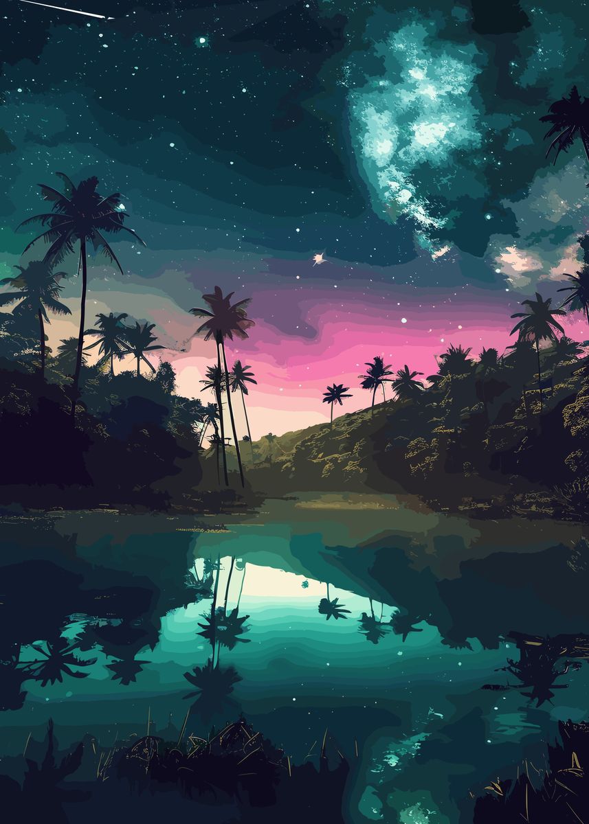 'Jungle Night Sky' Poster, picture, metal print, paint by MICHELLE ...