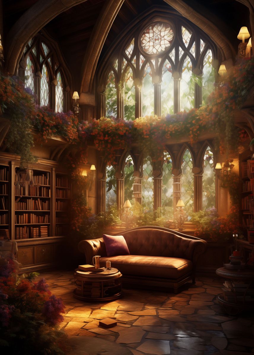 'Fathers library ' Poster, picture, metal print, paint by AI Art ...