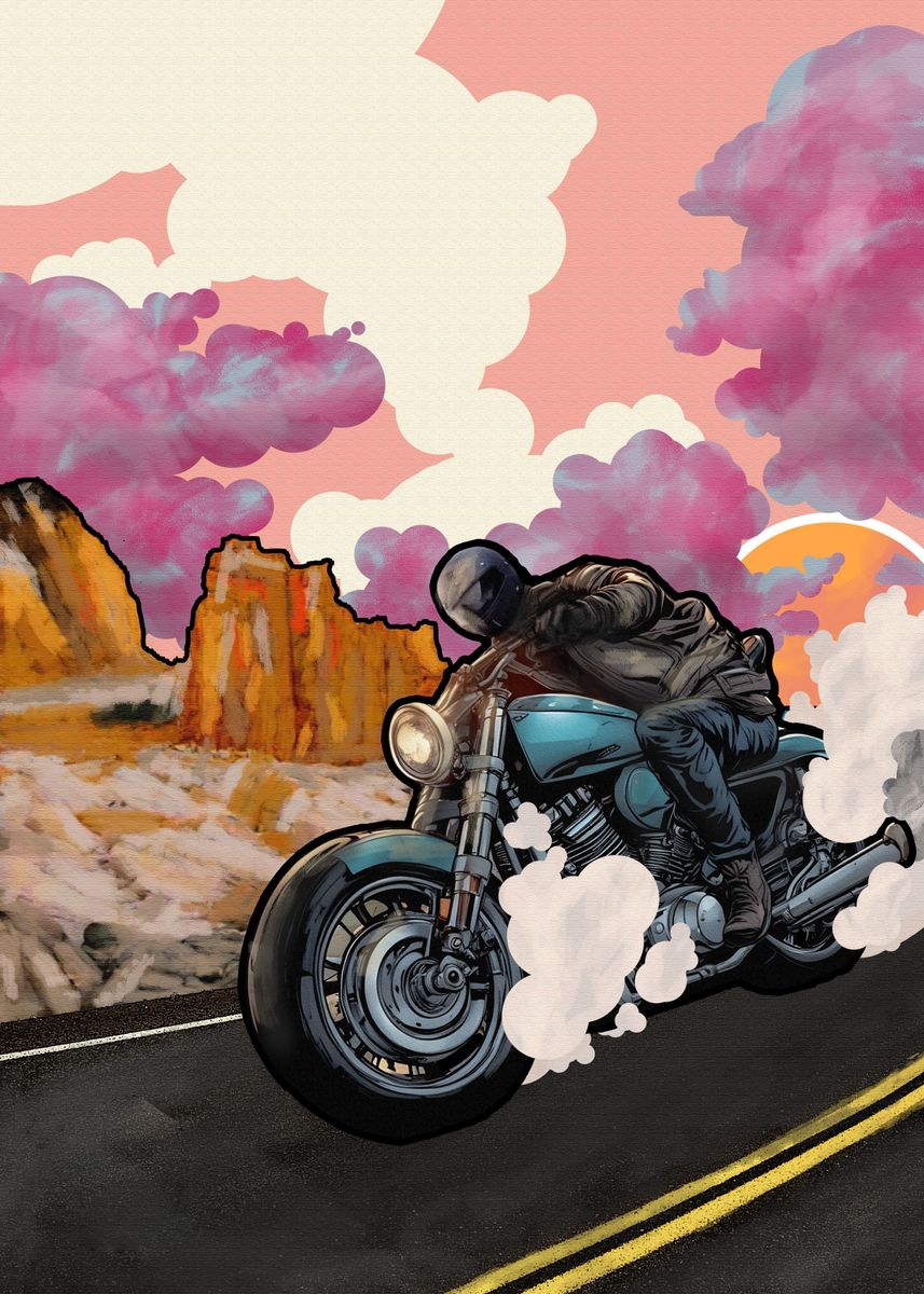 'Sunset Rider' Poster, picture, metal print, paint by Tropical Heads ...