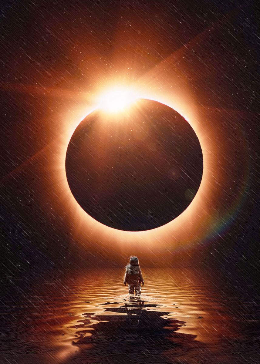 'Golden Eclipse' Poster, picture, metal print, paint by CamzArt | Displate