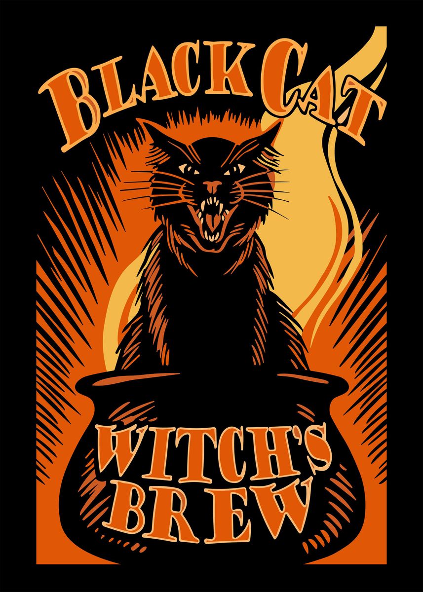 'Halloween Black Cat' Poster, picture, metal print, paint by Zero Nine ...