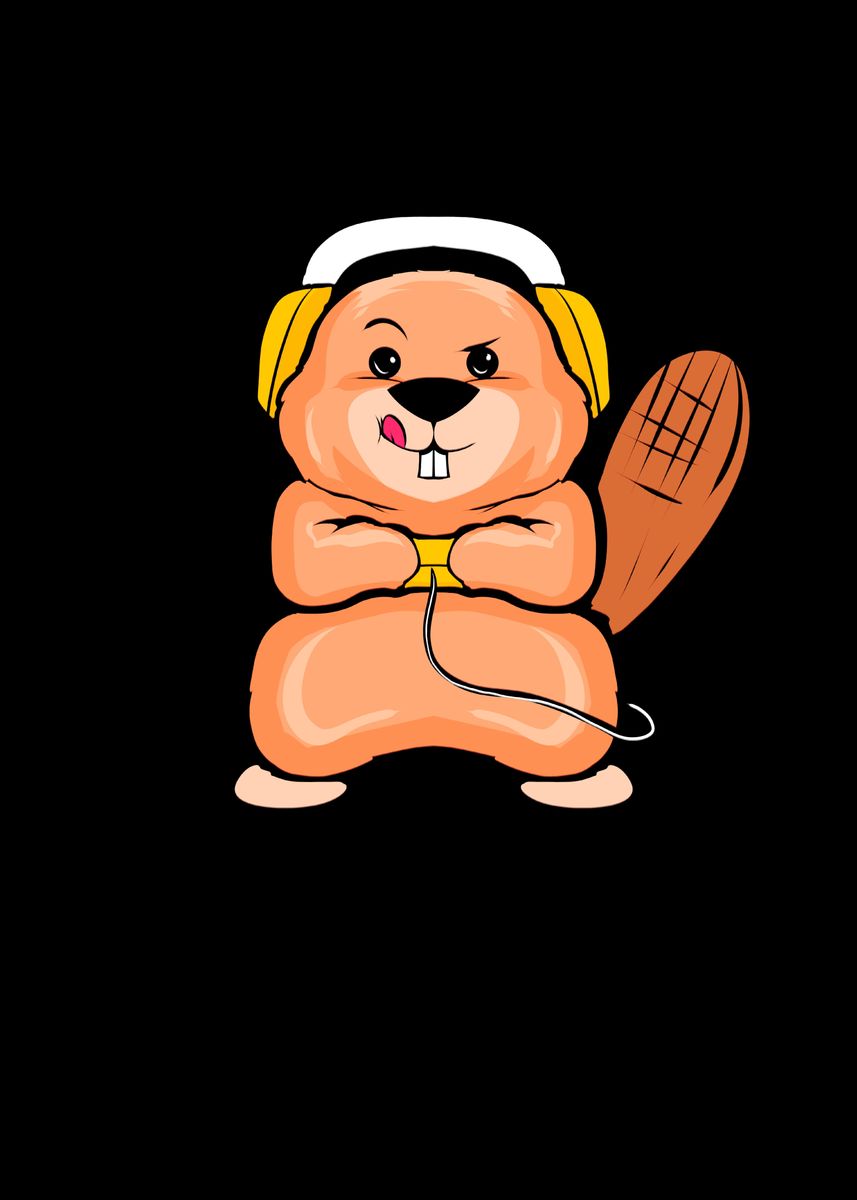 'Video Gamer Beaver Gaming' Poster, picture, metal print, paint by ...