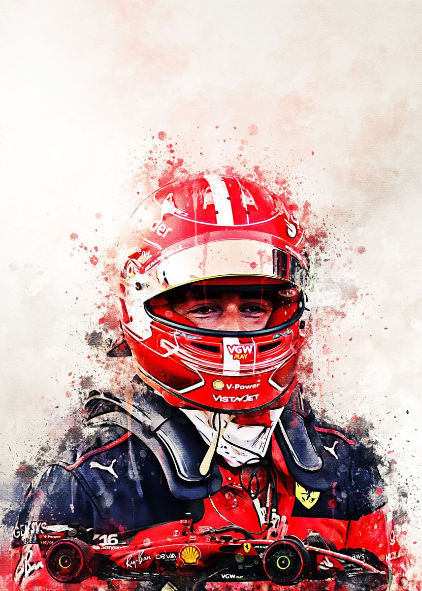 'Charles Leclerc' Poster, picture, metal print, paint by Tom Hiddleston ...