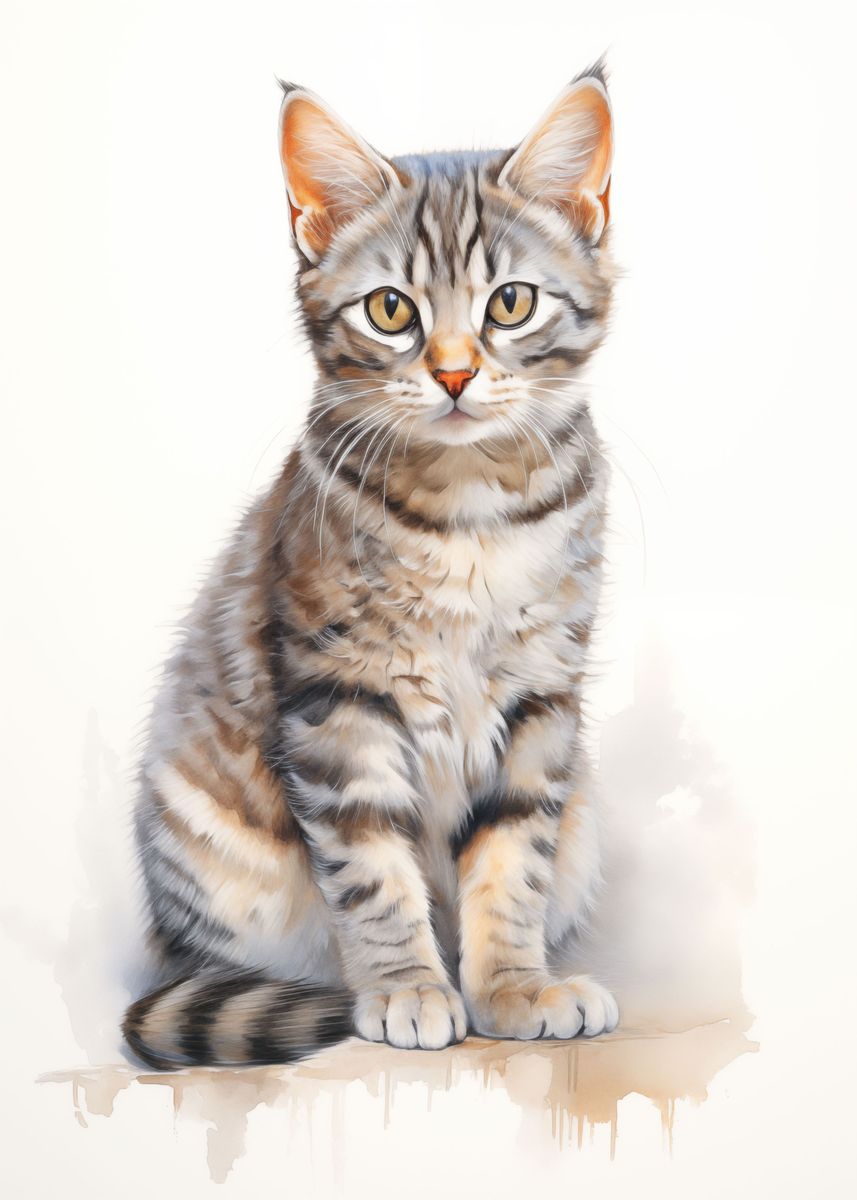 'American Shorthair Sketch' Poster, picture, metal print, paint by ...