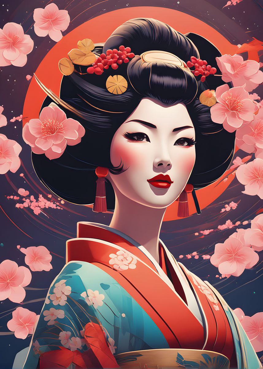 'Elegant Geisha' Poster, picture, metal print, paint by Kimiko Studio ...