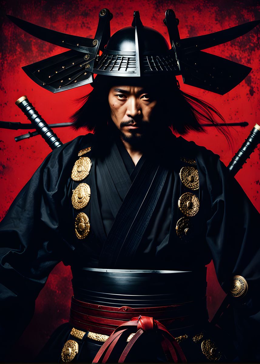 'Samurai' Poster, picture, metal print, paint by Kimiko Studio | Displate