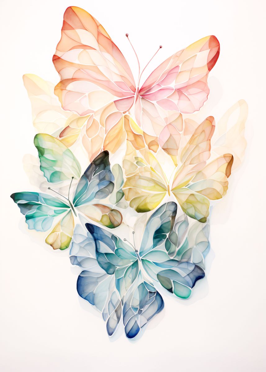 'Abstract butterflies' Poster, picture, metal print, paint by Vendzi ...