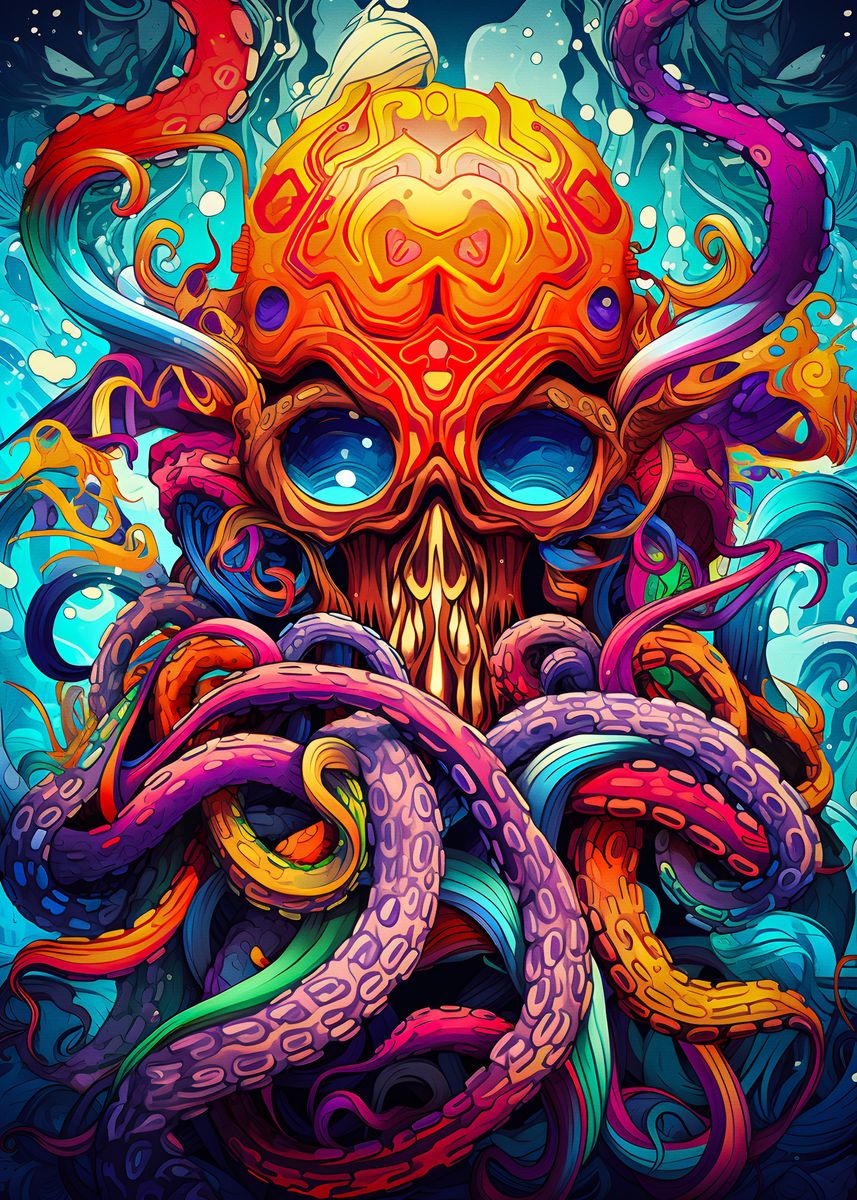 'Colorful Octopus' Poster, picture, metal print, paint by Elz art ...