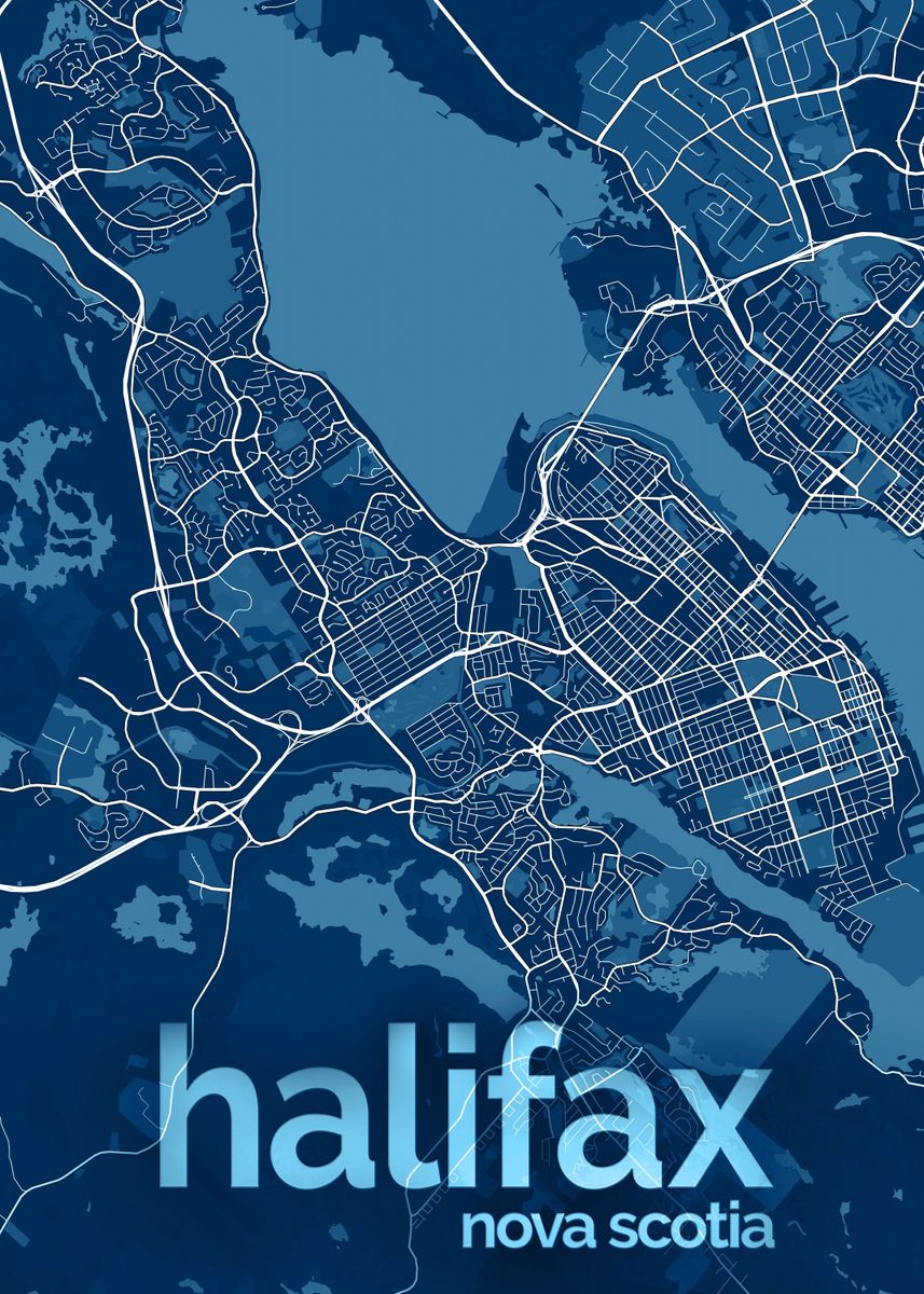 'Halifax City Street Map' Poster, picture, metal print, paint by Scott ...