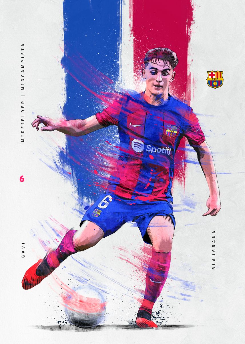 'Gavi' Poster, picture, metal print, paint by Barça | Displate
