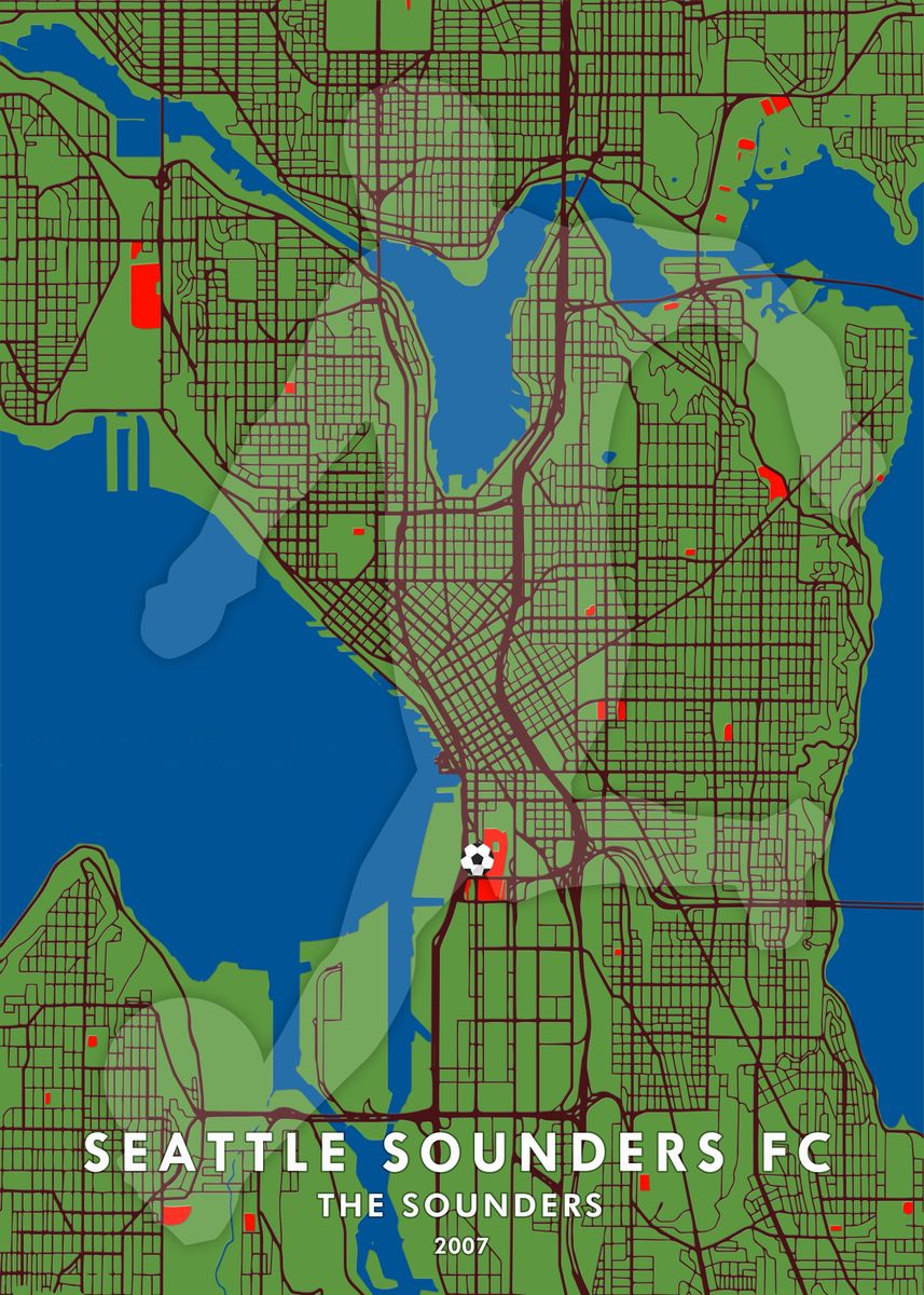 'Seattle Sounders Lumen Fie' Poster, picture, metal print, paint by ...