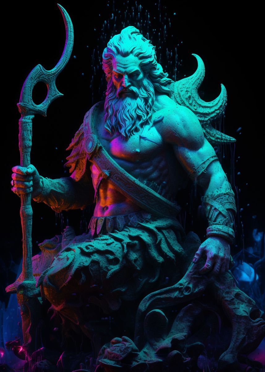 'King of the Sea Poseidon' Poster, picture, metal print, paint by ...