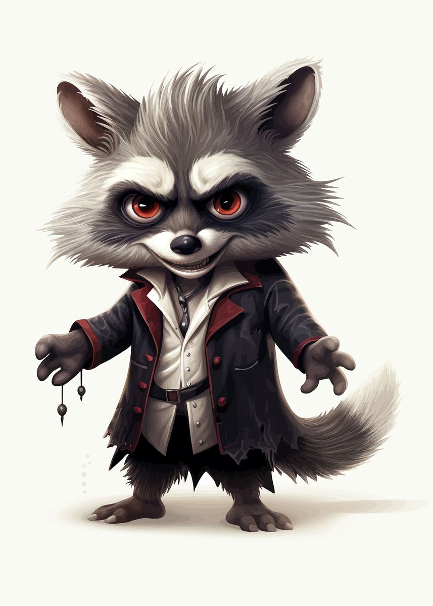 'raccoon vampire' Poster, picture, metal print, paint by Oizy ...
