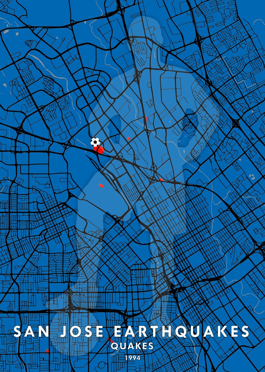 'San Jose Earthquakes Avaya' Poster, picture, metal print, paint by ...