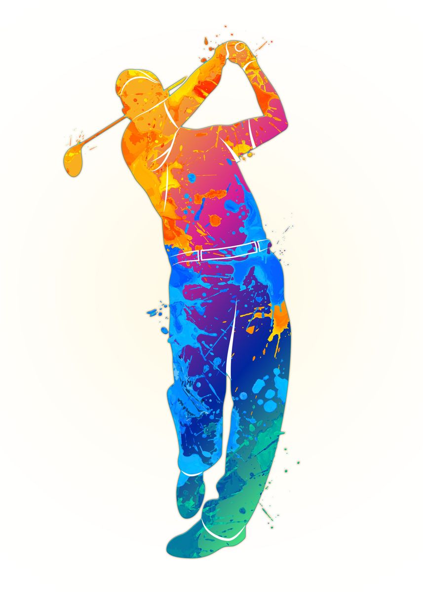 'Golf player' Poster, picture, metal print, paint by Murray Oren | Displate