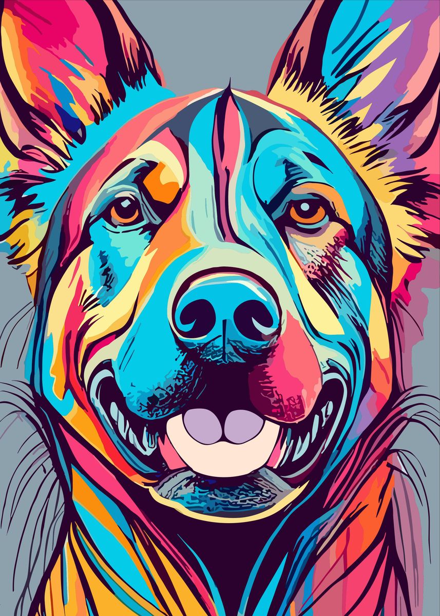 'Colorful Labrador' Poster, picture, metal print, paint by Ba Ab | Displate