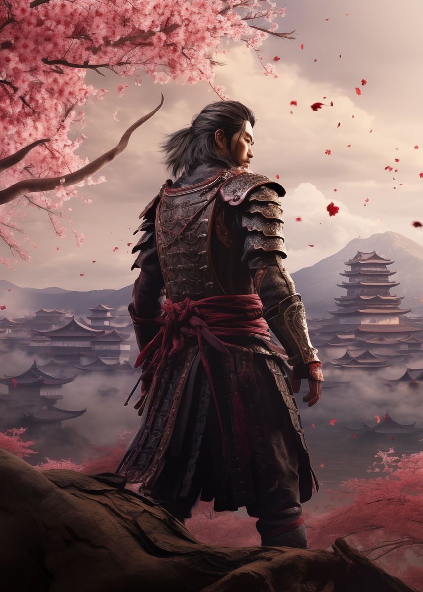 'Cherry Blossom Samurai' Poster, picture, metal print, paint by Paul ...