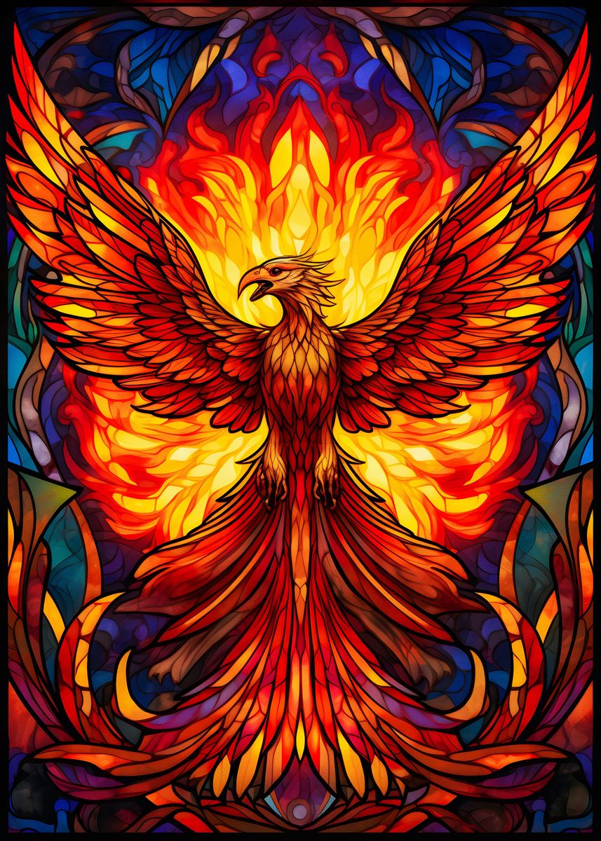 'Fantasy Phoenix Stained' Poster, picture, metal print, paint by Dream ...