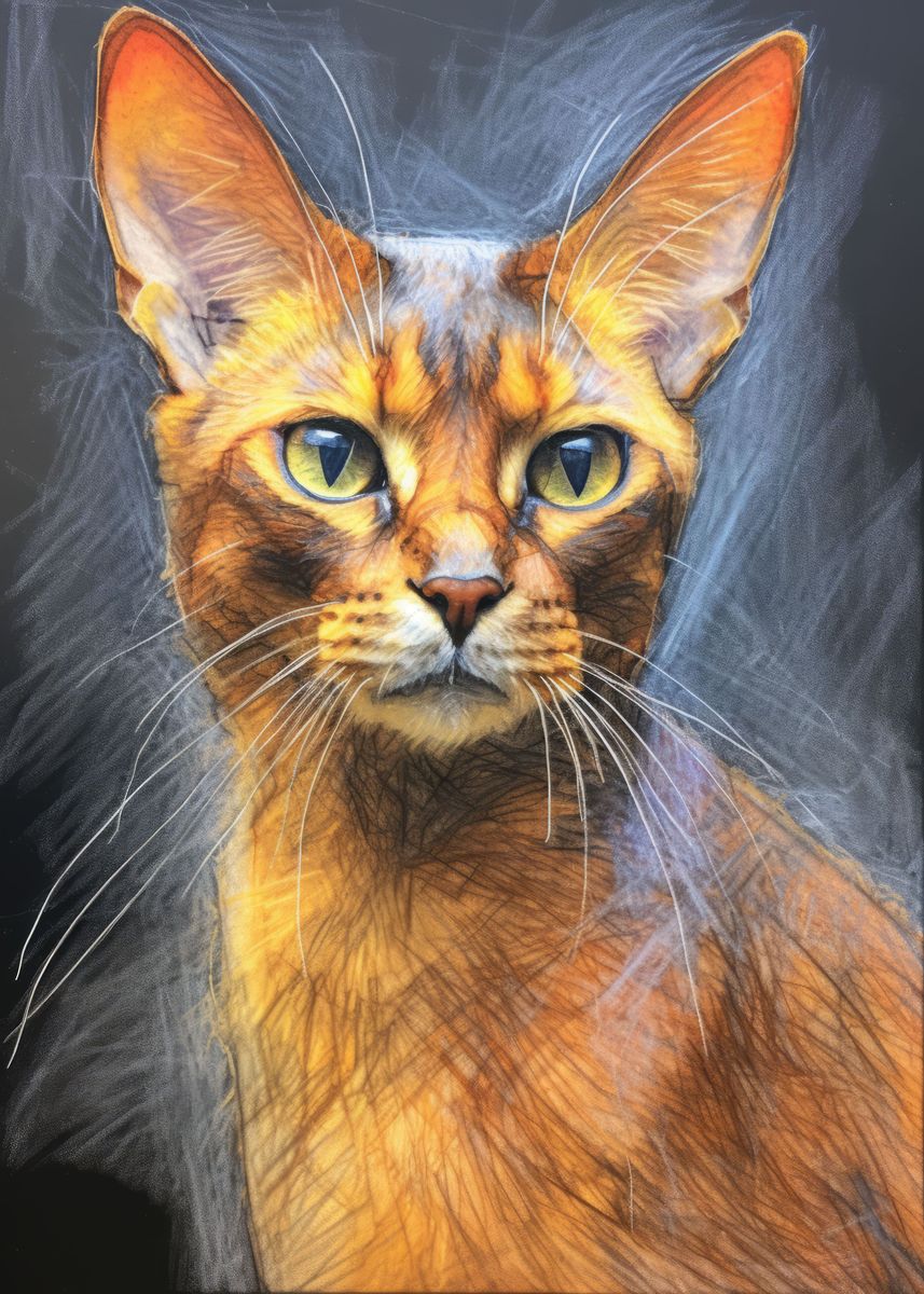 'Abyssinian Cat Sketch' Poster, picture, metal print, paint by Frank ...