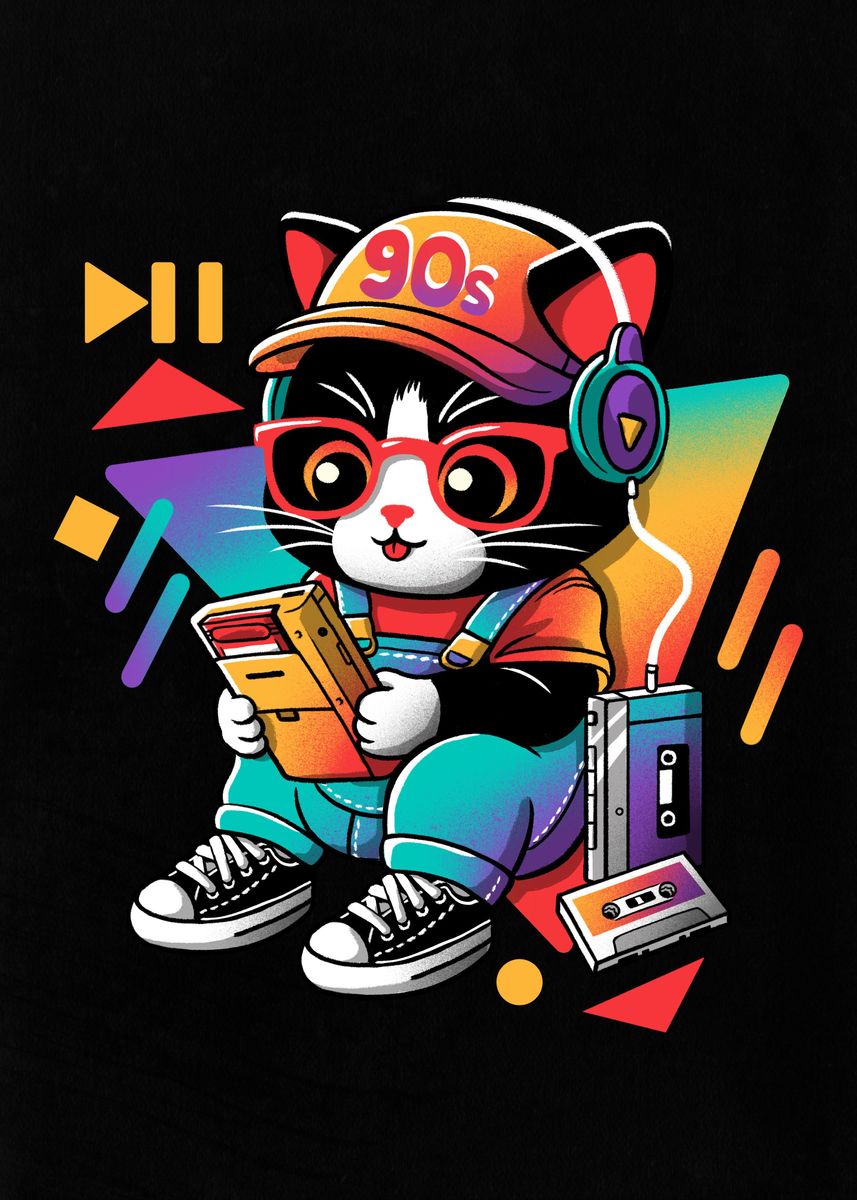 '90s cat child' Poster, picture, metal print, paint by NemiMakeit Fadda ...