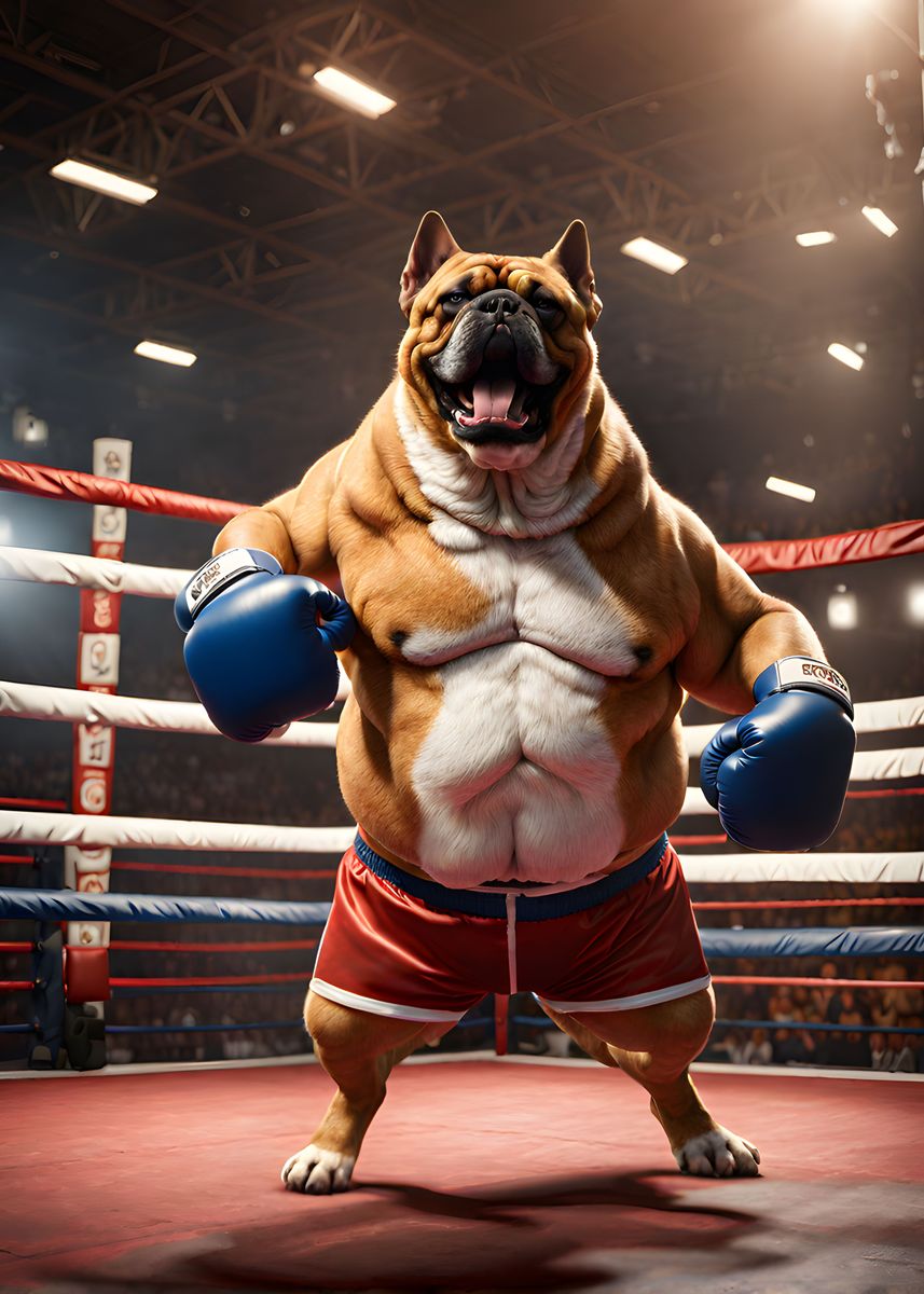 'boxing dog' Poster, picture, metal print, paint by Sumox Studio | Displate