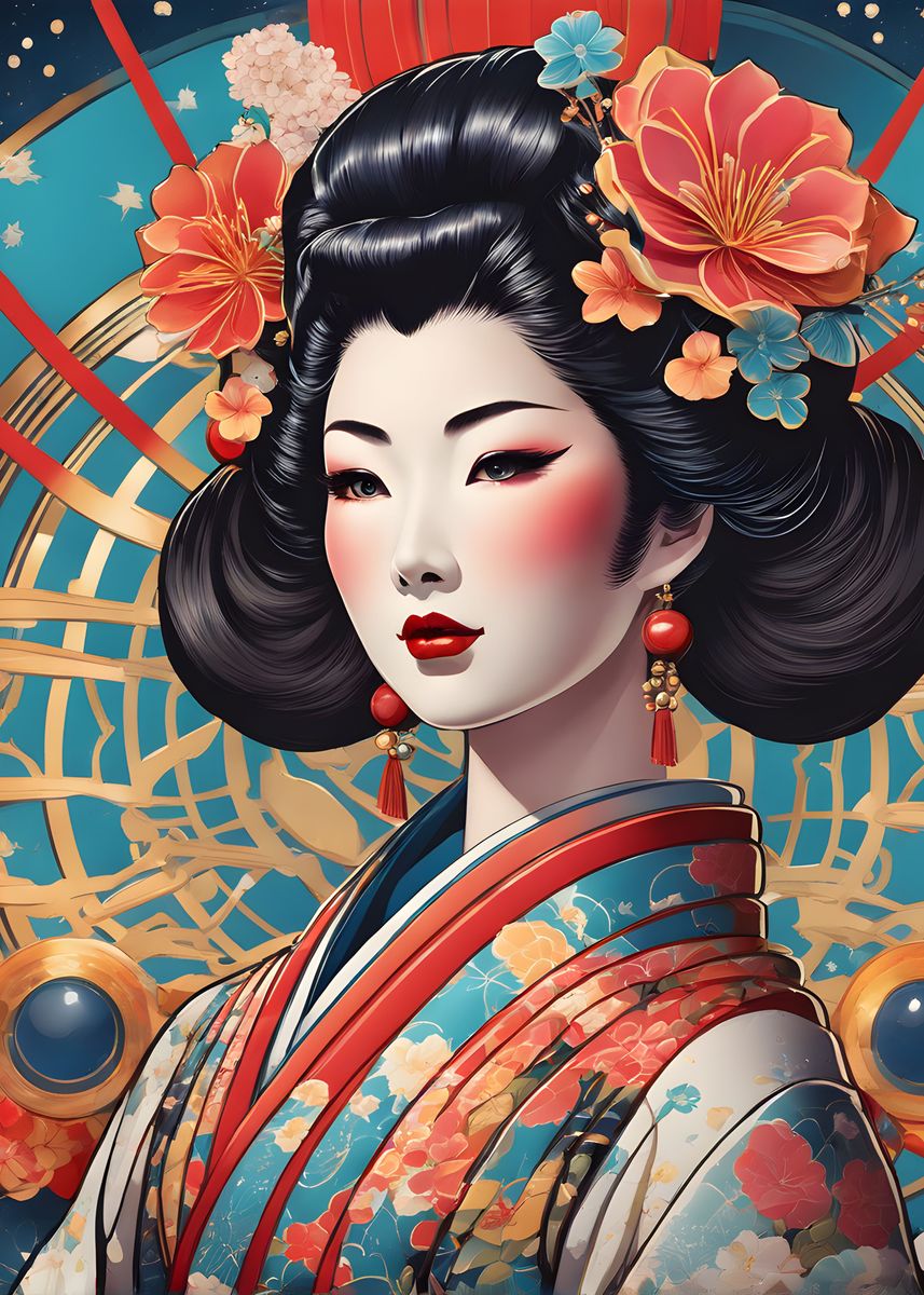 'Elegant Geisha' Poster, picture, metal print, paint by Kimiko Studio ...