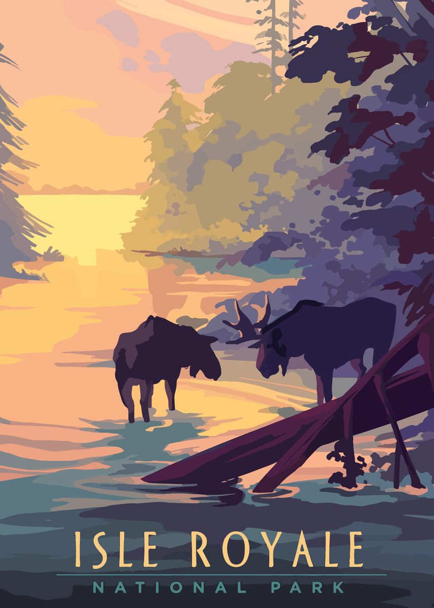 'Travel to isle royale' Poster, picture, metal print, paint by Addolf ...