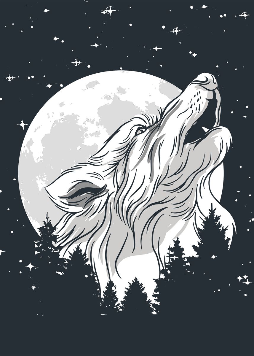 'Wolf Howling' Poster, picture, metal print, paint by Cool Worker ...