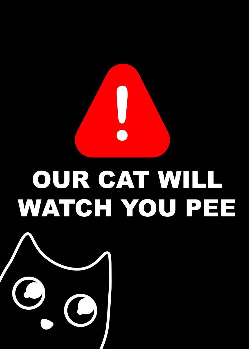 'funny black cat pee' Poster, picture, metal print, paint by WallArt ...