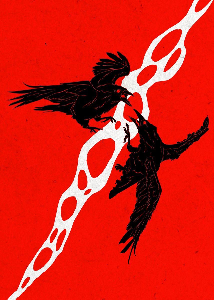 'two ravens' Poster, picture, metal print, paint by eunoia | Displate