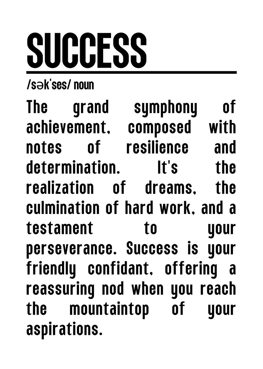 'Success Definition Quotes' Poster, picture, metal print, paint by Wezt ...