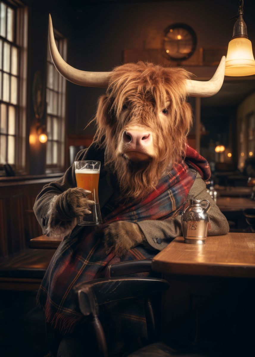 'Scottish Highland Cow' Poster, picture, metal print, paint by Craig ...