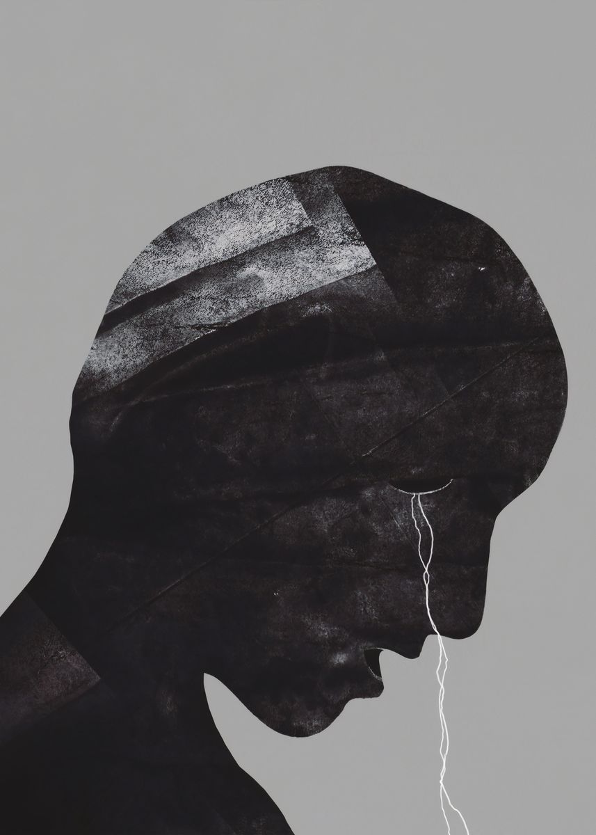 'Crying man' Poster, picture, metal print, paint by Mariusz Stelagowski ...