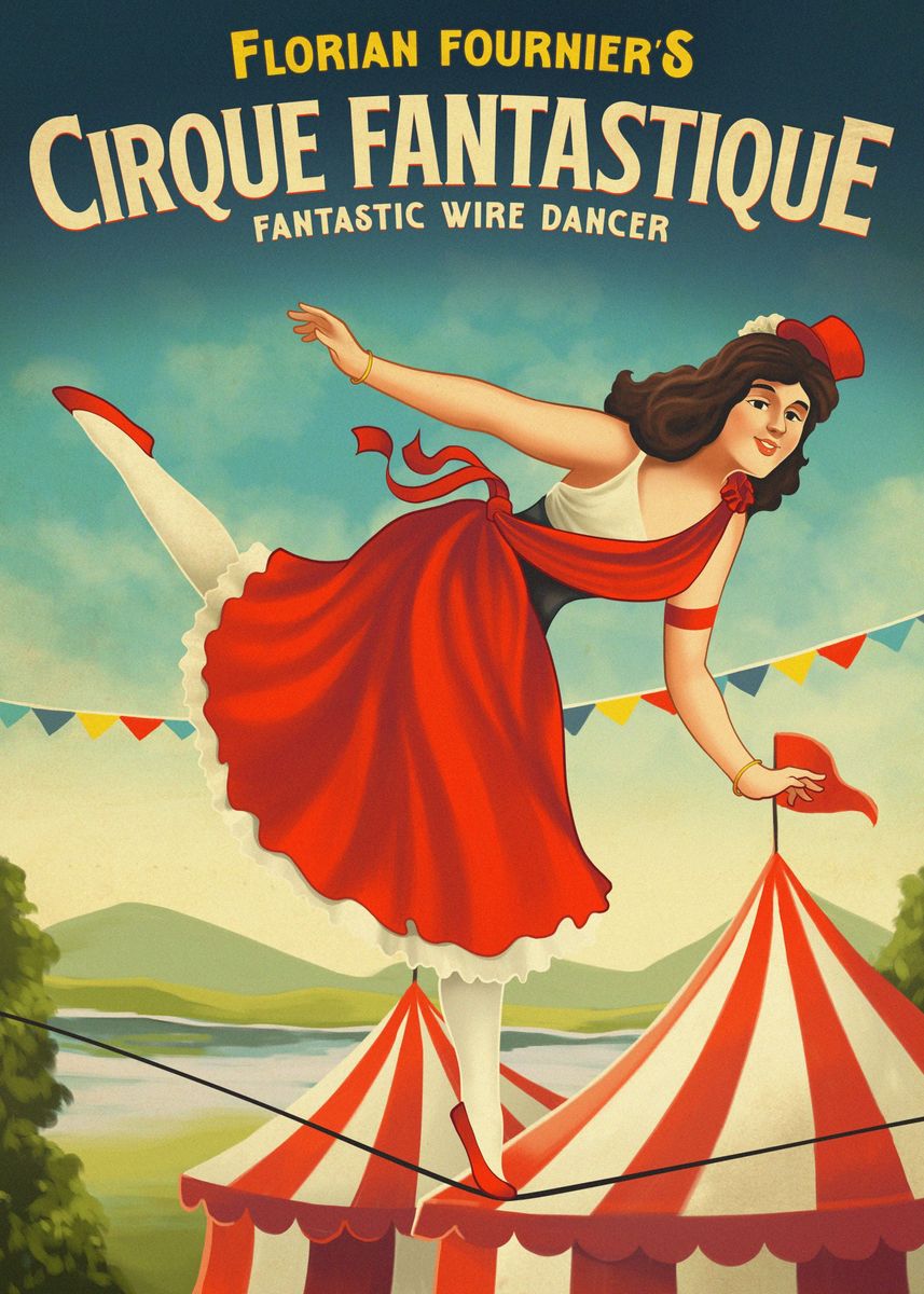 'Circus Tightrope Highwire' Poster, picture, metal print, paint by B ...