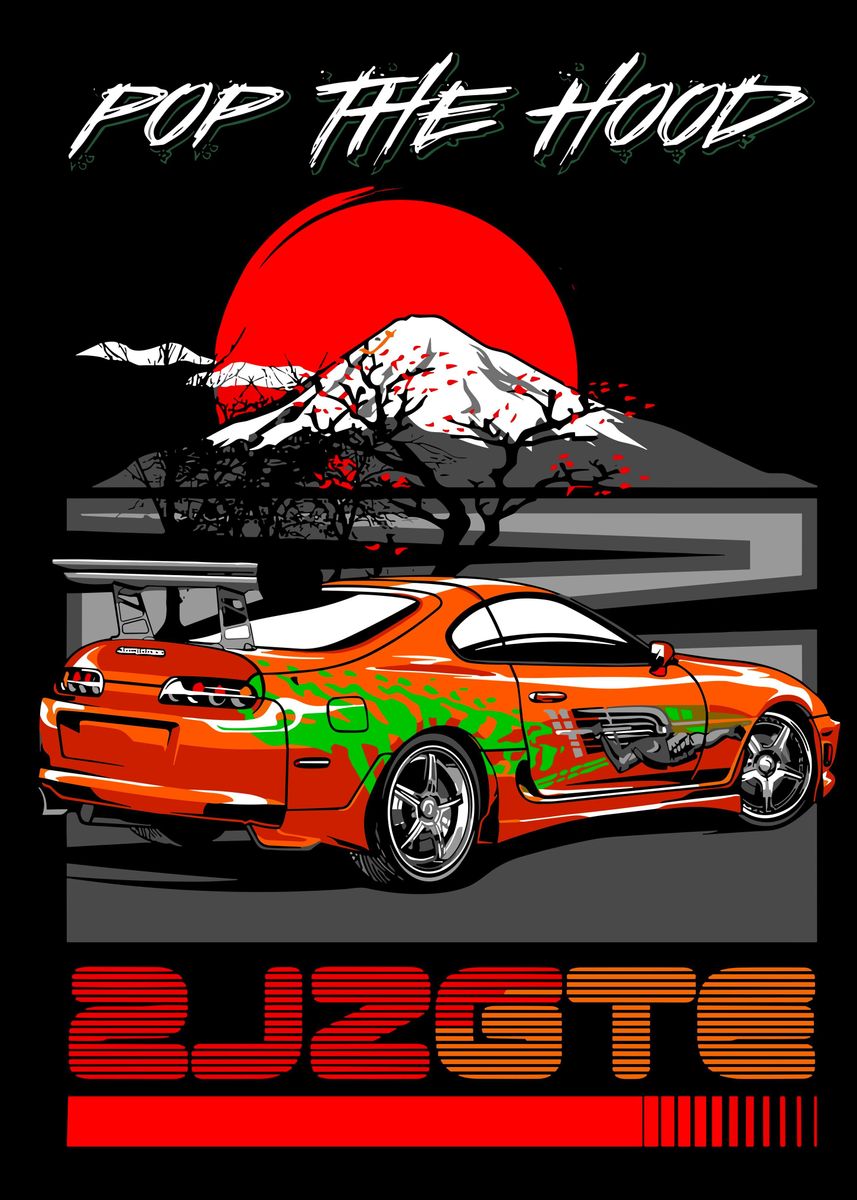 'Toyota Supra' Poster, picture, metal print, paint by Savinda | Displate