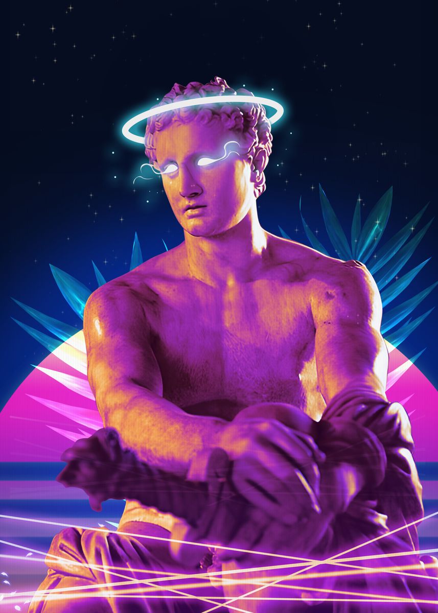 'Ares Sculpture Synthwave' Poster, picture, metal print, paint by ...